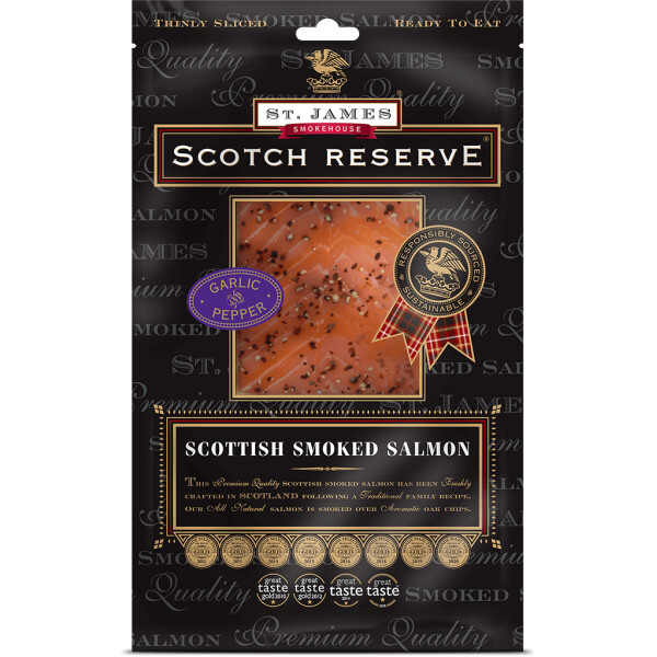 St James Garlic & Pepper Smoked Salmon | Sabeny